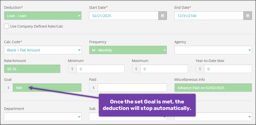 Employee Center: Deduction